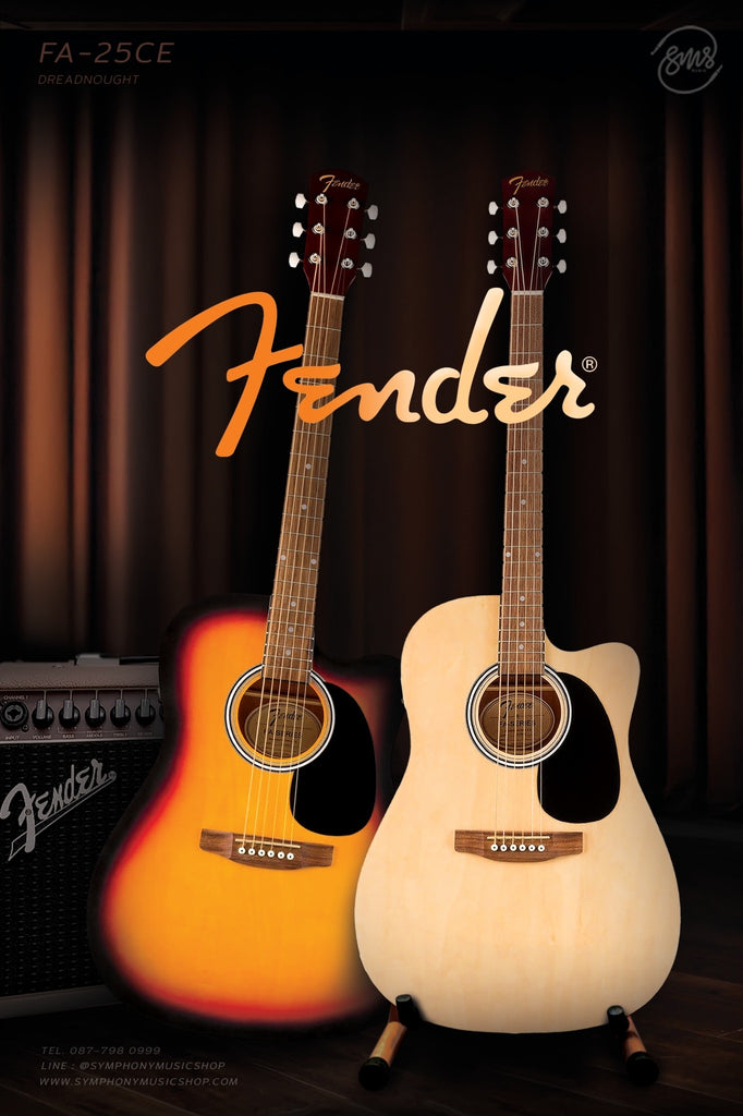 กีต้าร์โปร่งไฟฟ้า Fender FA-25CE | Symphonymusicshop